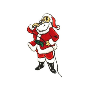 Santa Singing Microphone Patch - Christmas Embroidered Iron-On Appliqu