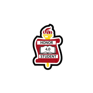 Scroll with Torch Embroidered Patch - Symbol of Knowledge and Achievem