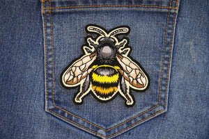 Bee Embroidered Patch – Vibrant, Detailed Bee Patch for Clothing, Bags