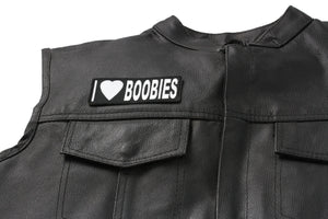 I Love Boobies Iron on Patch ( 4 x 2 inches )